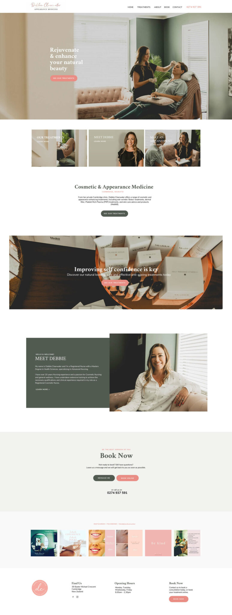 Website Design - Debbie Clearwater Appearance Medicine - Envy Web + Design